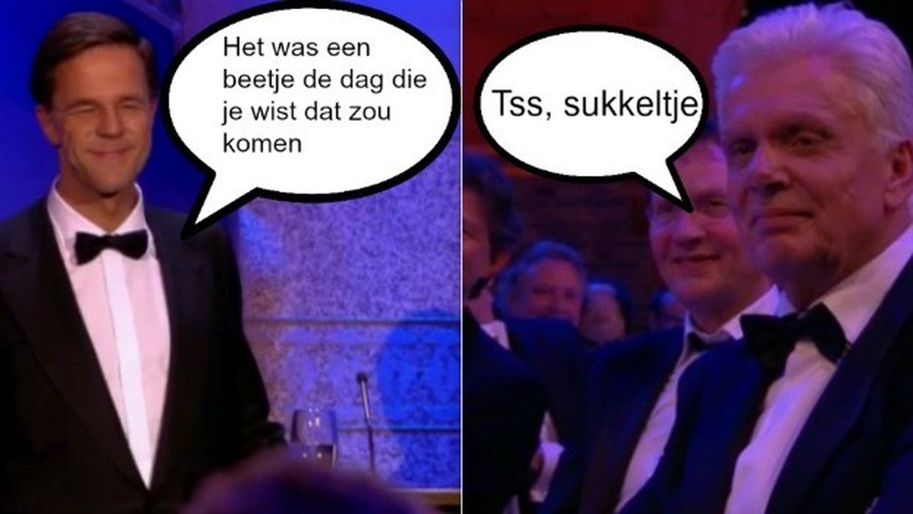 De grapjes van Rutte waren best wel slecht, maar gelukkig zaten er veel ...