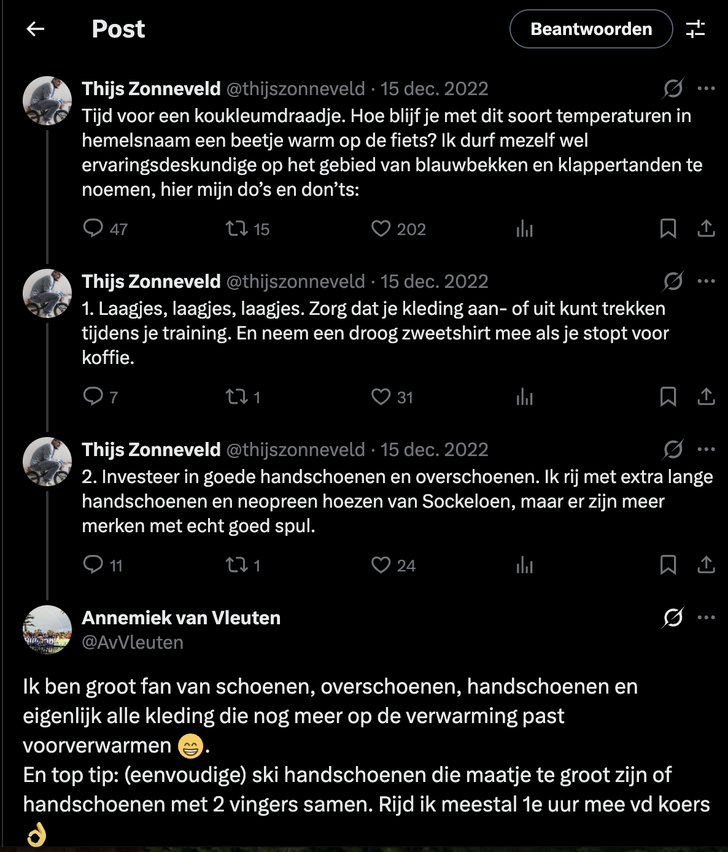 Koude handen op de fiets? Annemiek van Vleutens handschoen-tip klinkt ...