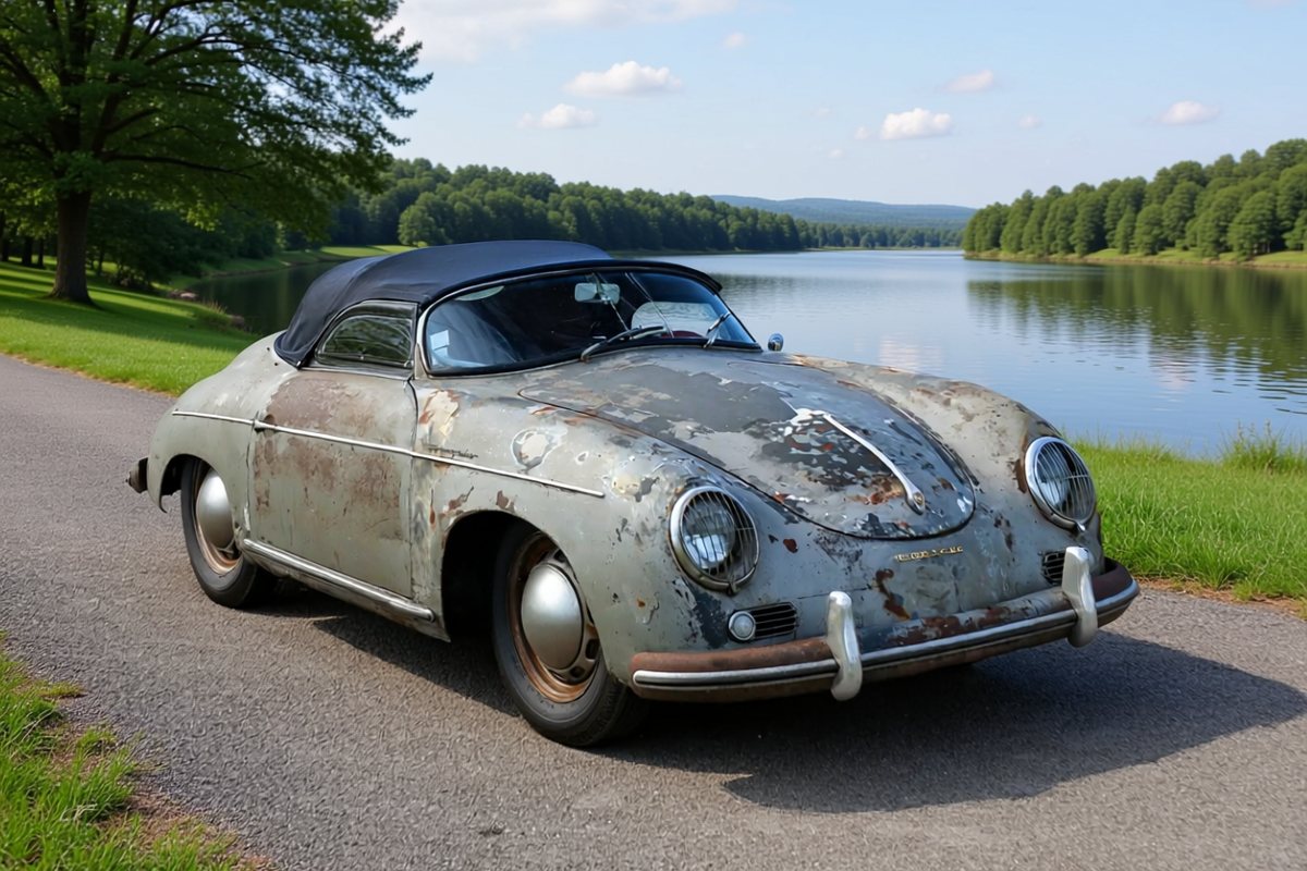 Na tip duikt zeldzame 60 jaar oude Porsche op in een schuur en levert ...